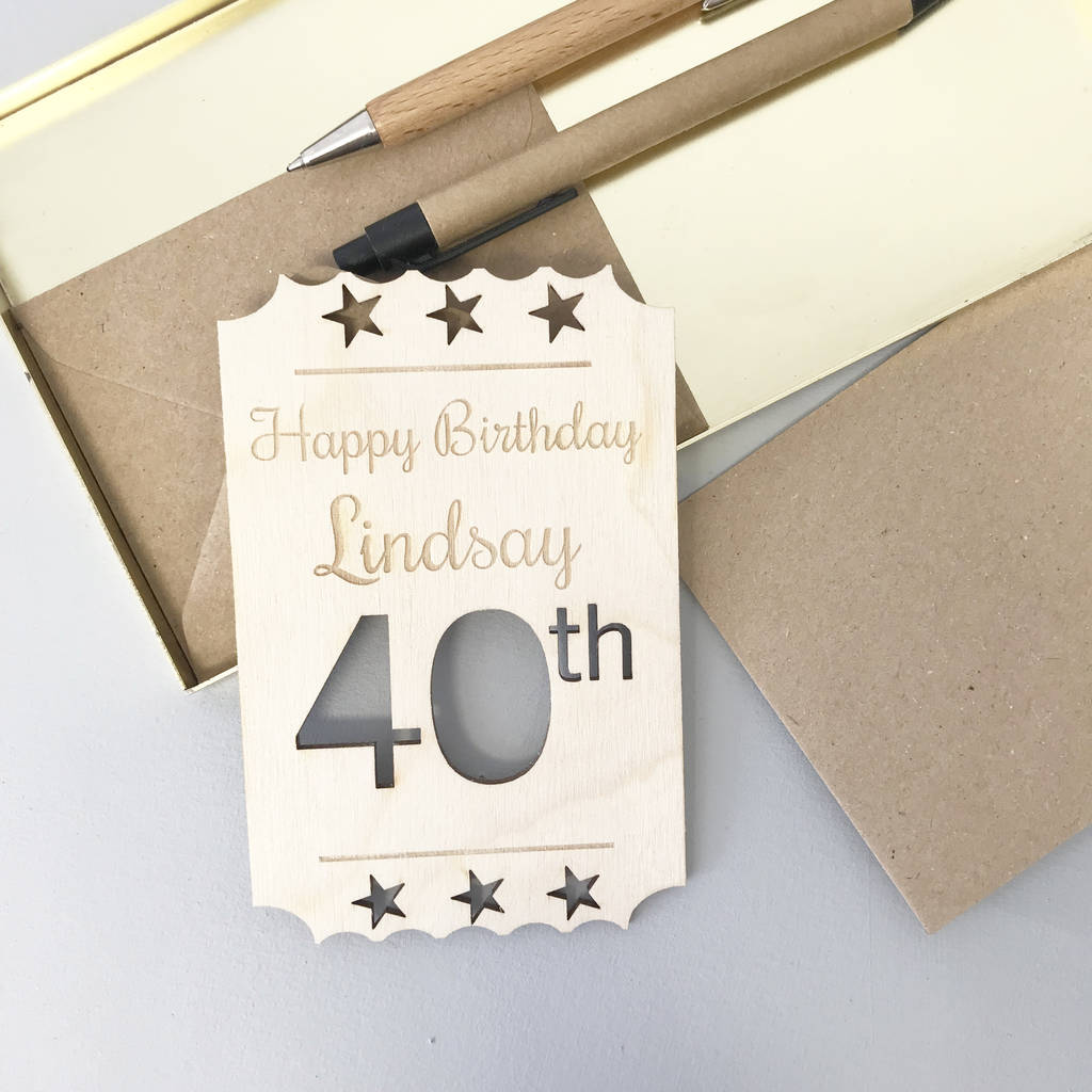 Personalised 40th Birthday Wooden Cards By Hickory Dickory Designs ...