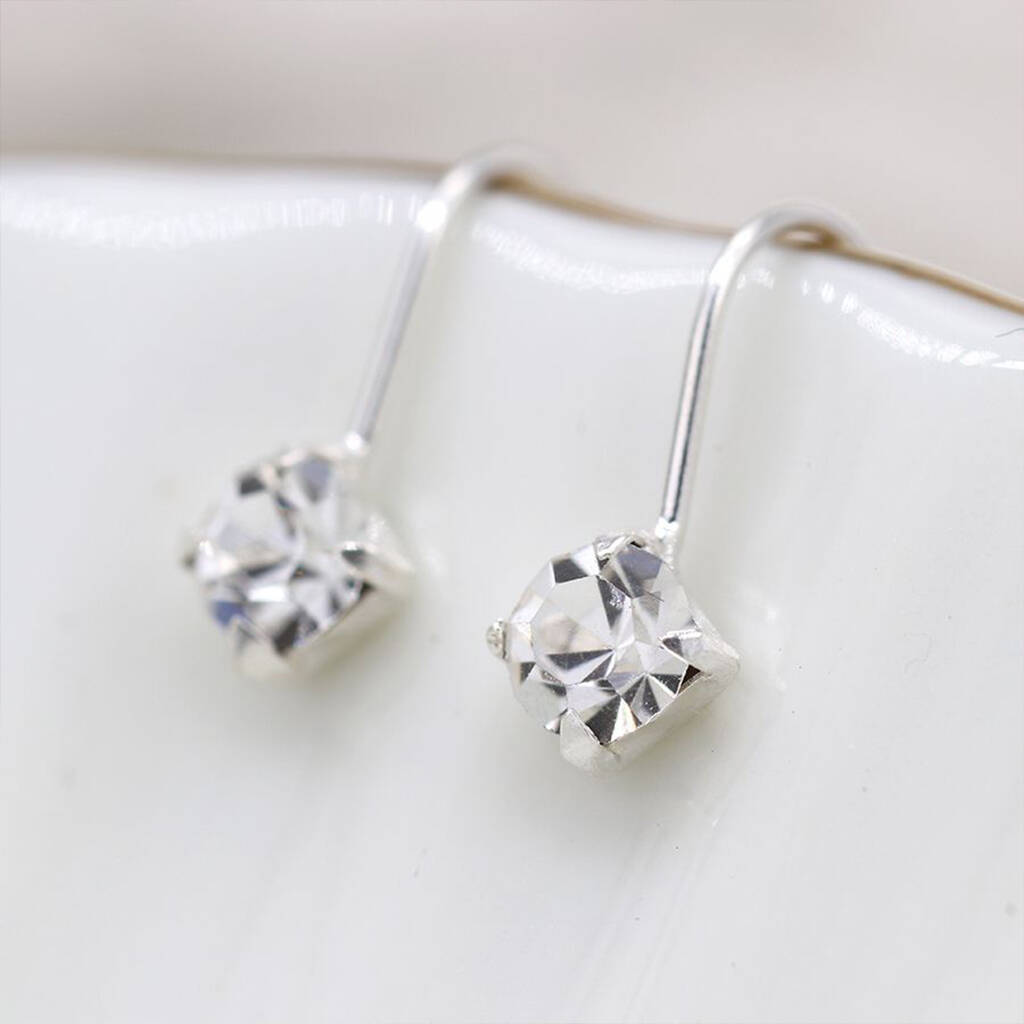 Genuine Cz Simple Drop Earrings In Sterling Silver By Songs of Ink and ...