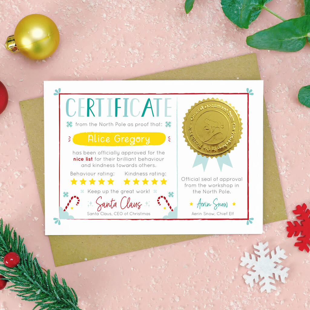 Personalised 'nice List' Certificate Card By Joanne Hawker ...