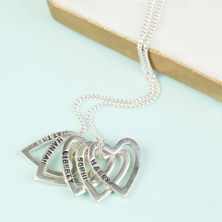 personalised sterling silver multi heart necklace by lisa angel ...