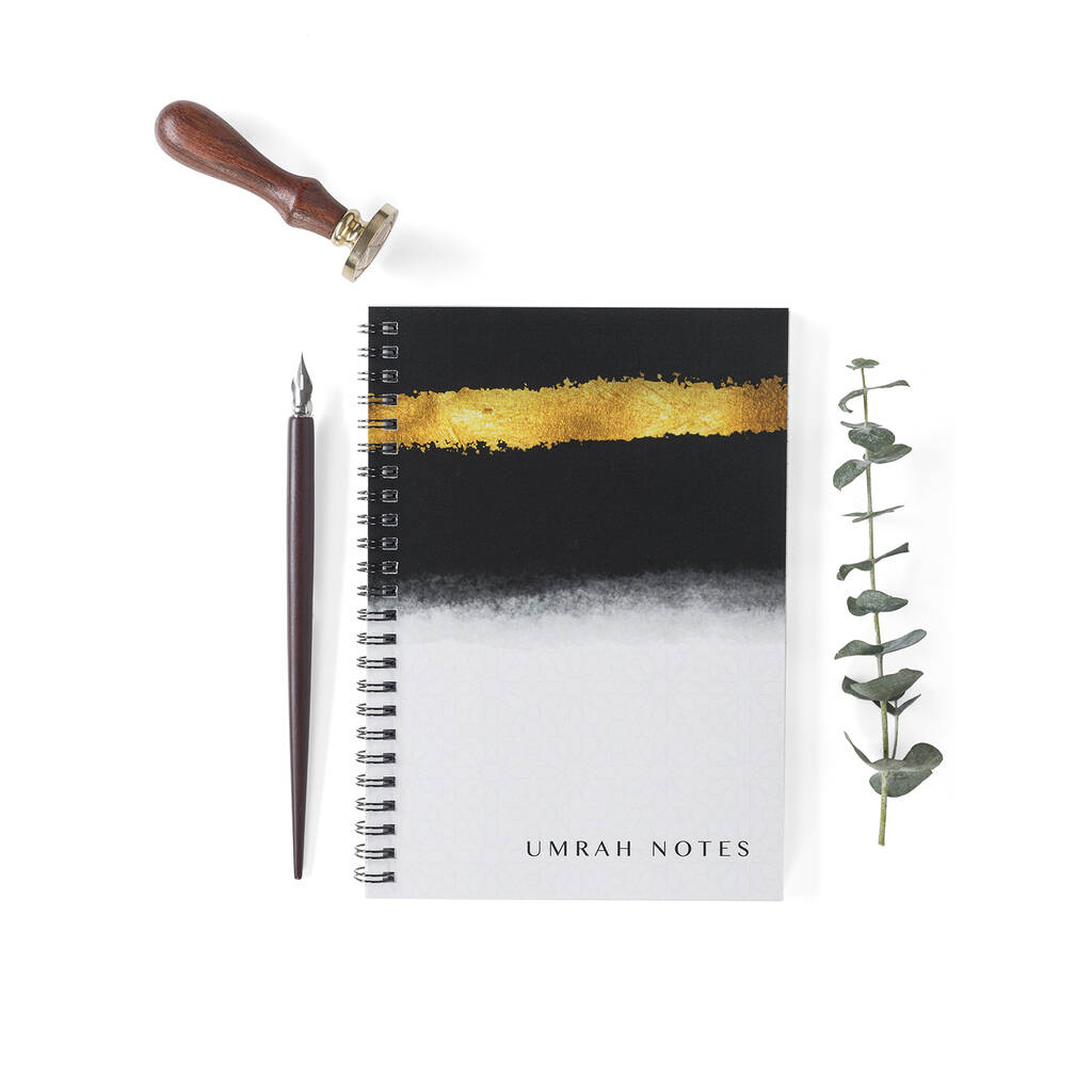 Black And Gold Umrah Notes, Diary, Planner | A5 By Islamic Moments