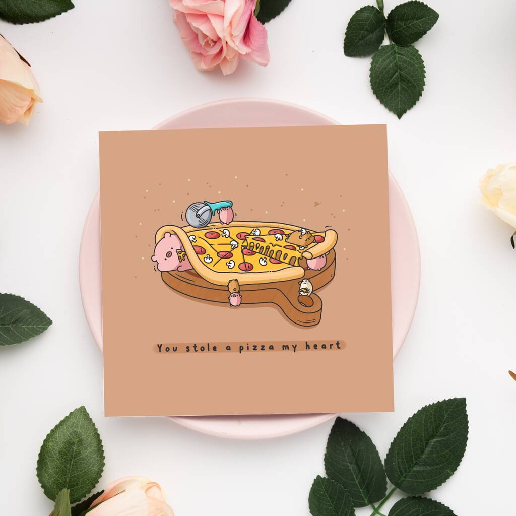 Cute Pizza Greetings Card By Toastedink