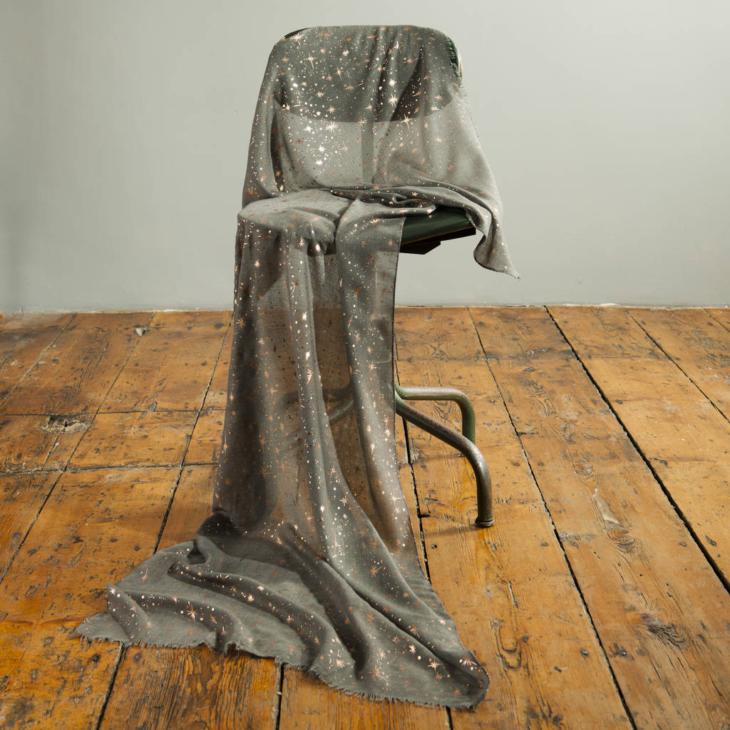Charcoal Grey Rose Gold Star Print Scarf By EVY Designs ...