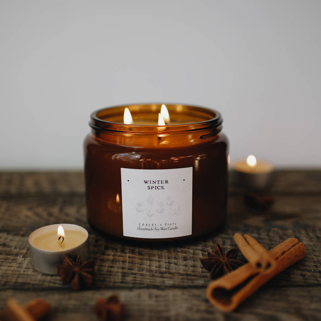 Winter Spice Soy Wax Candle By Embers & Roots | notonthehighstreet.com