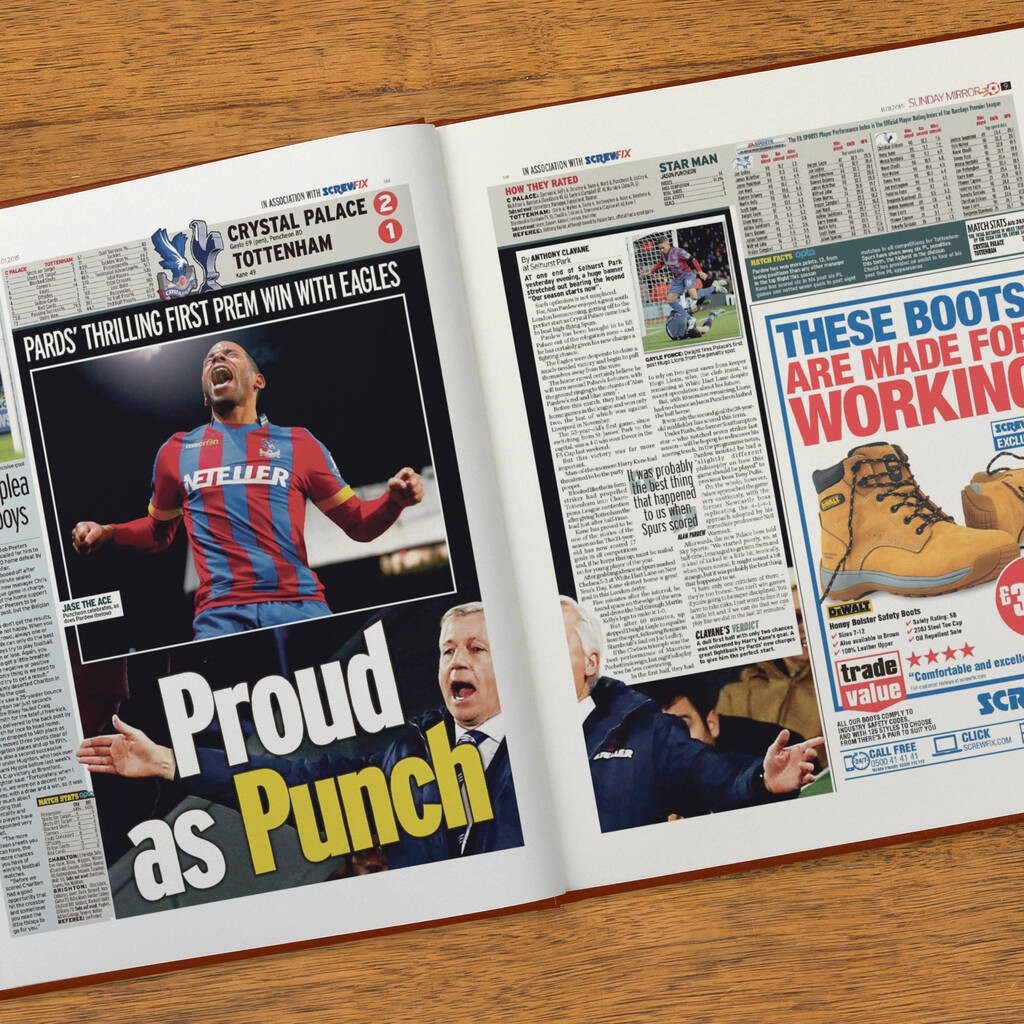 Crystal Palace Personalised Football Newspaper Book By Historic ...