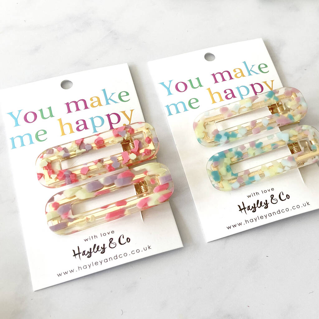 Colourful Resin Hair Clips By Hayley & Co