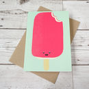Cute Strawberry Split Ice Lolly Card Retro Ice Cream By Bird House ...
