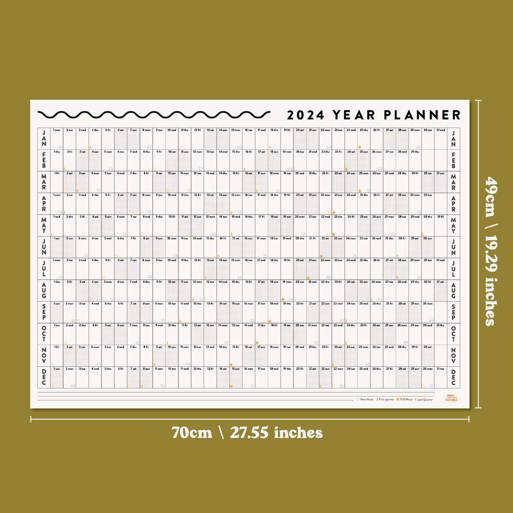 2024 Year Wall Planner | Landscape | Black And White By Once Upon a ...