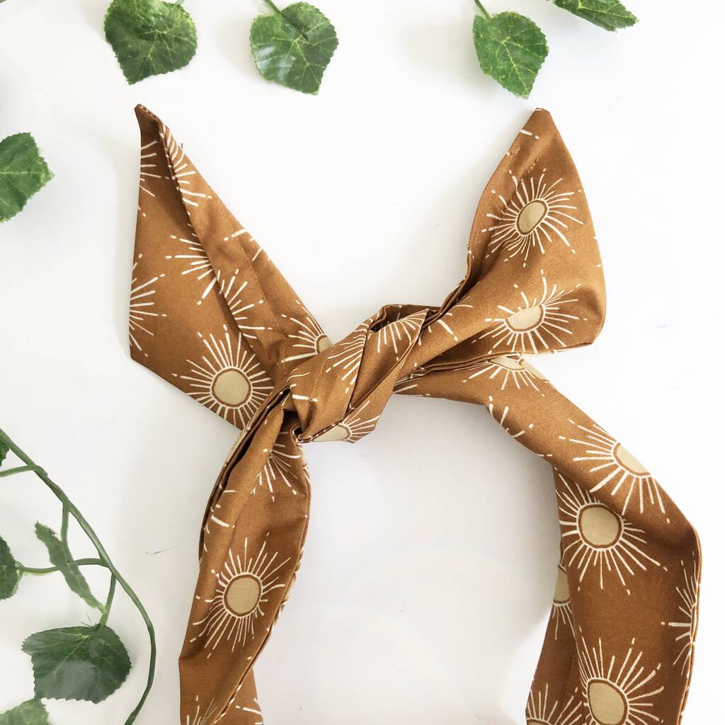 Gleaming Sun Print Headband Extra Wide Wire Headband By Mustard Monday