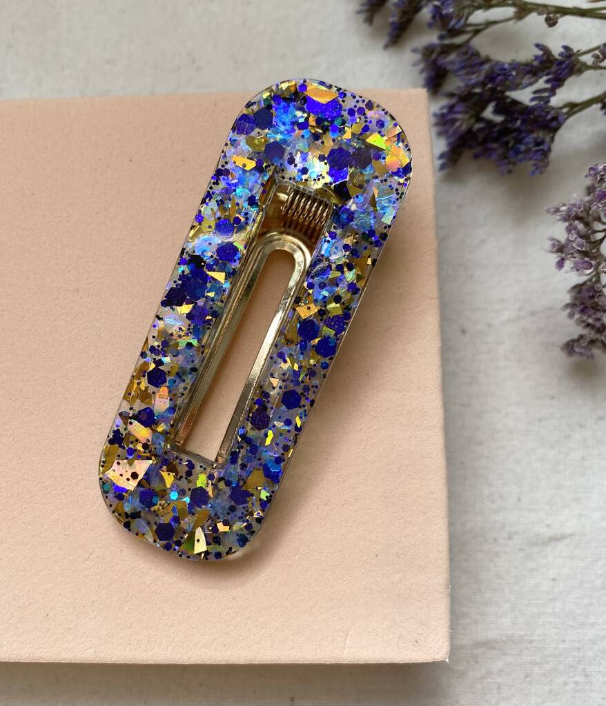 Glitter Resin Hair Clip In Blue By Love Kiki Designs