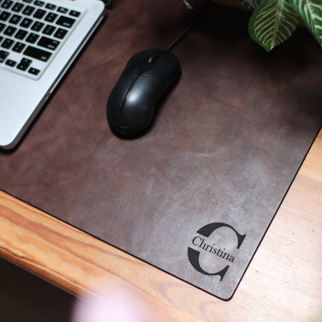 Recycled Vintage Leather Personalised Desk Mat By The British Belt ...