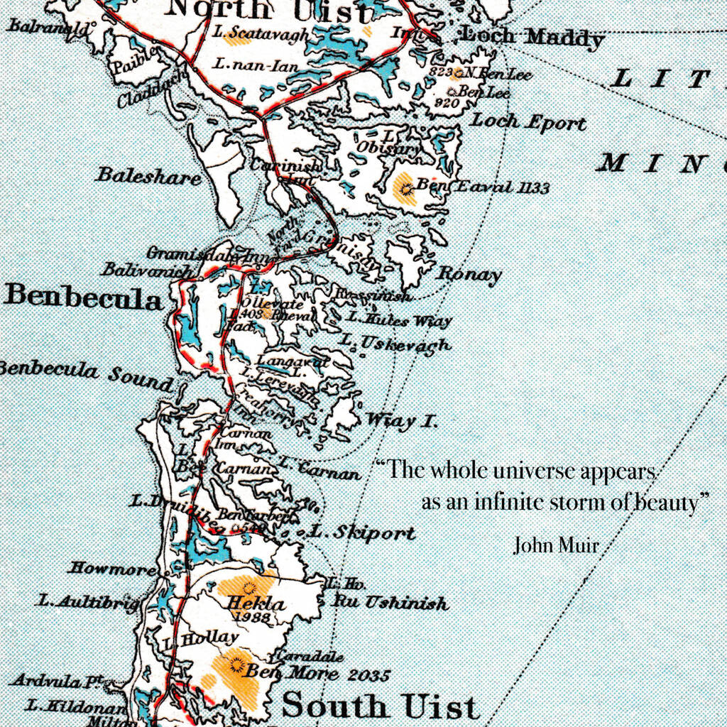 Scotland Vintage Map Card, Benbecula By A Northern Life ...