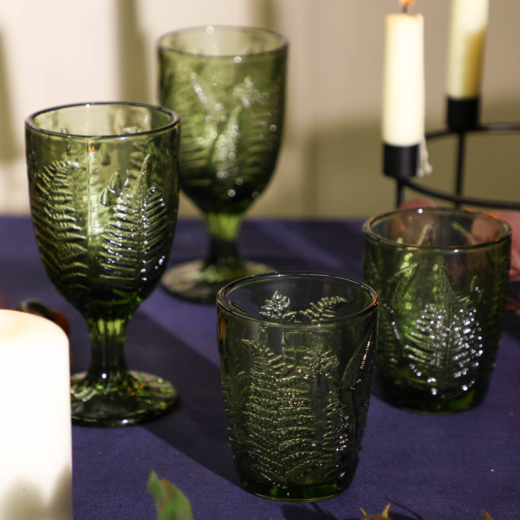 Botanical Fern Green Glassware Collection By Dibor | notonthehighstreet.com