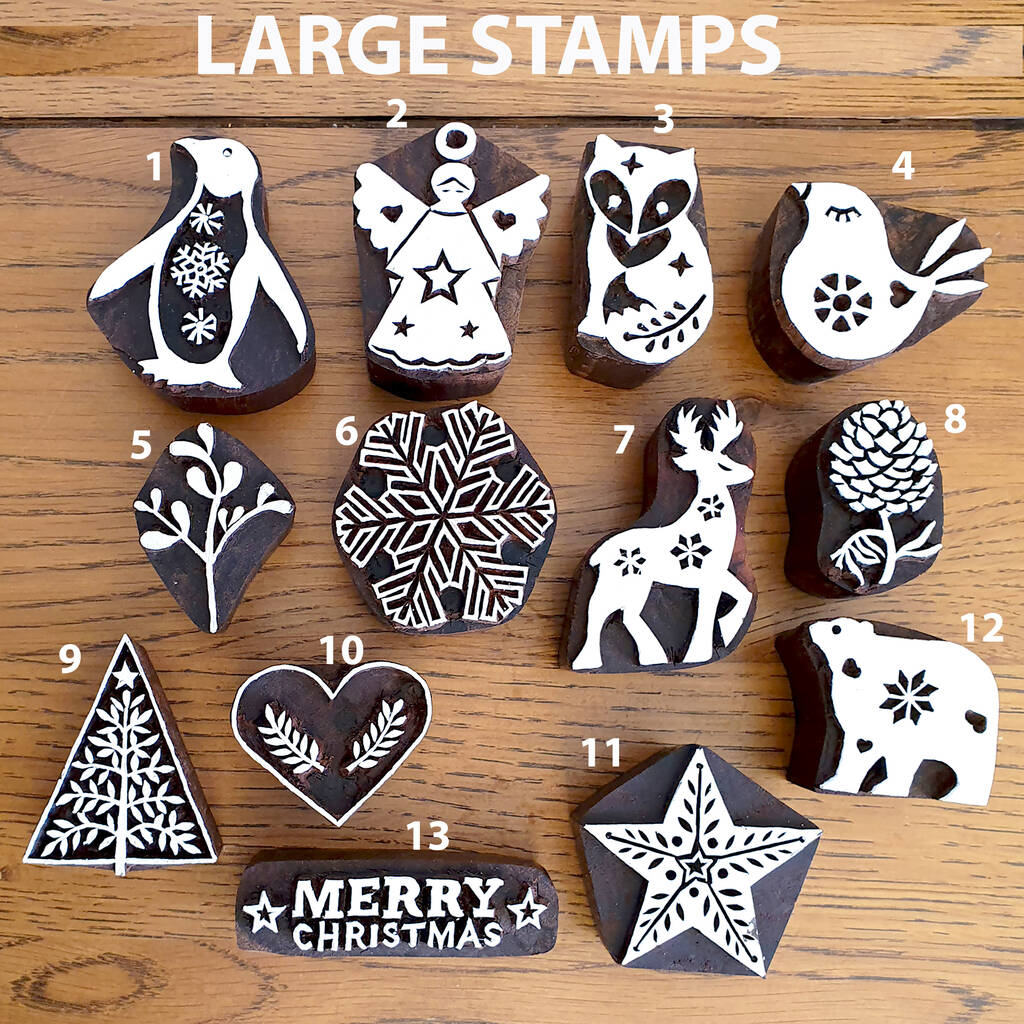 Carved Wooden Large Christmas Stamp Set By Pattern Passion ...
