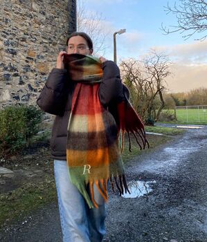 Personalised Super Oversized Check Scarf By Rock On Ruby ...