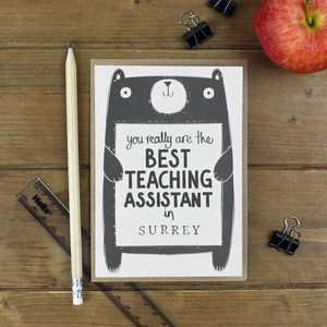 Best Teaching Assistant Personalised Thank You Card By Tandem Green