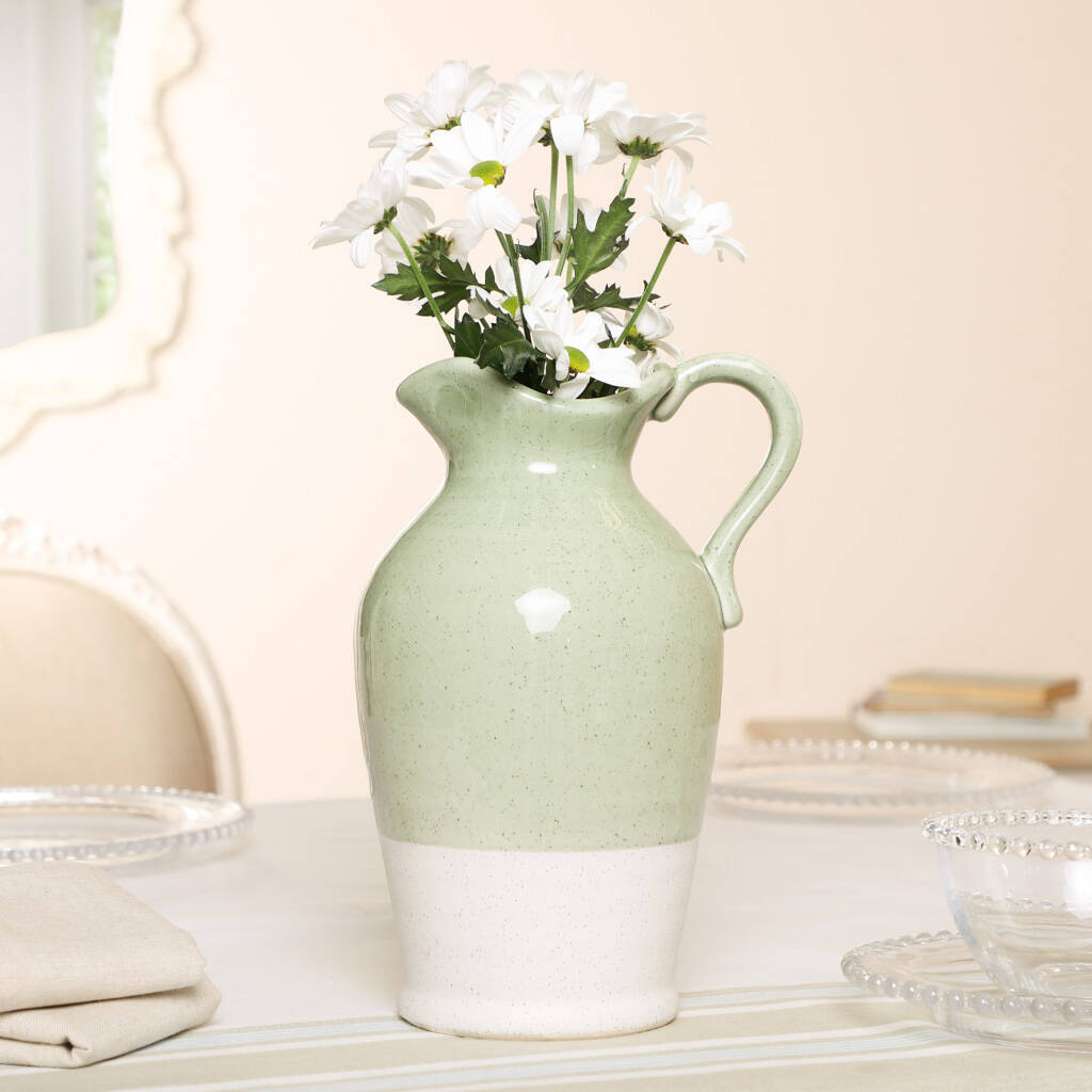 Green And White Dipped Ceramic Jug Vase By Dibor | notonthehighstreet.com