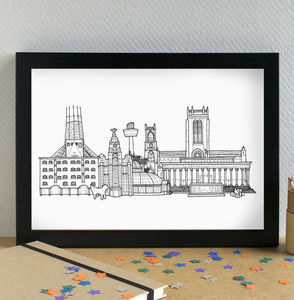 Liverpool Landmarks Skyline Art Print Unframed By Becka Griffin ...