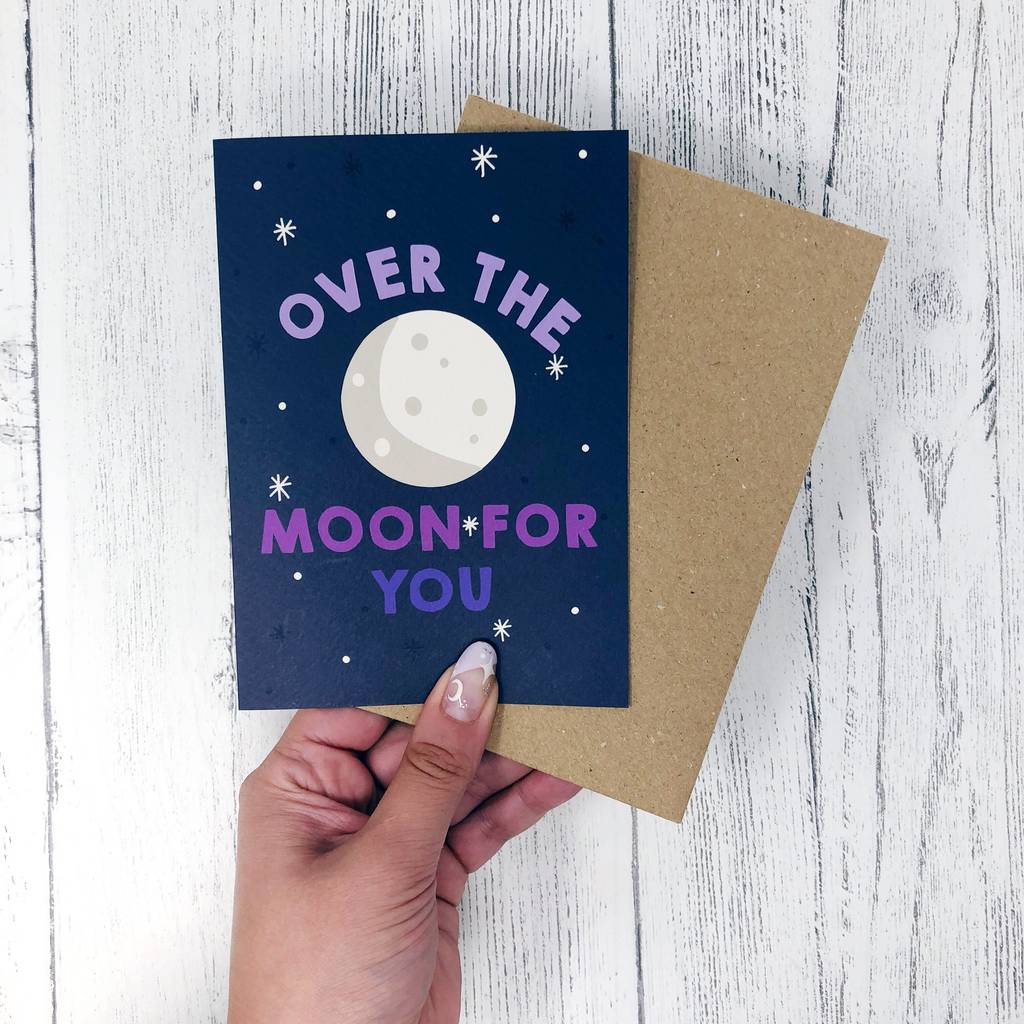over the moon for you card by xoxo designs by ruth | notonthehighstreet.com