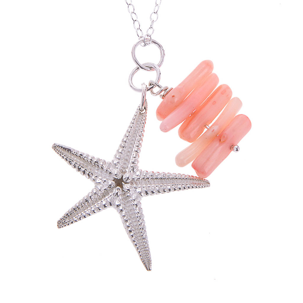 Silver Starfish And Coral Charm Pendant By Kate Wimbush Jewellery ...