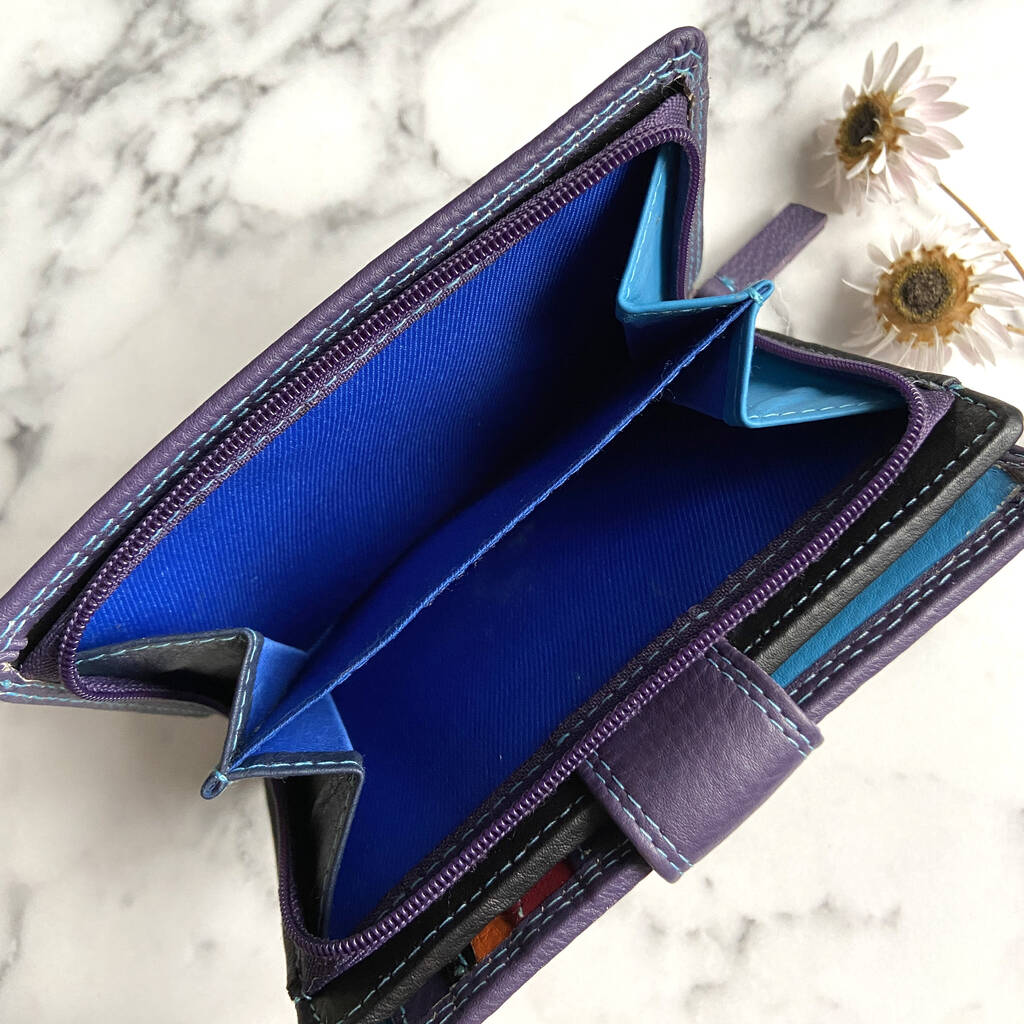 Women's Purple Leather Purse With Rfid Protection By Holly Rose