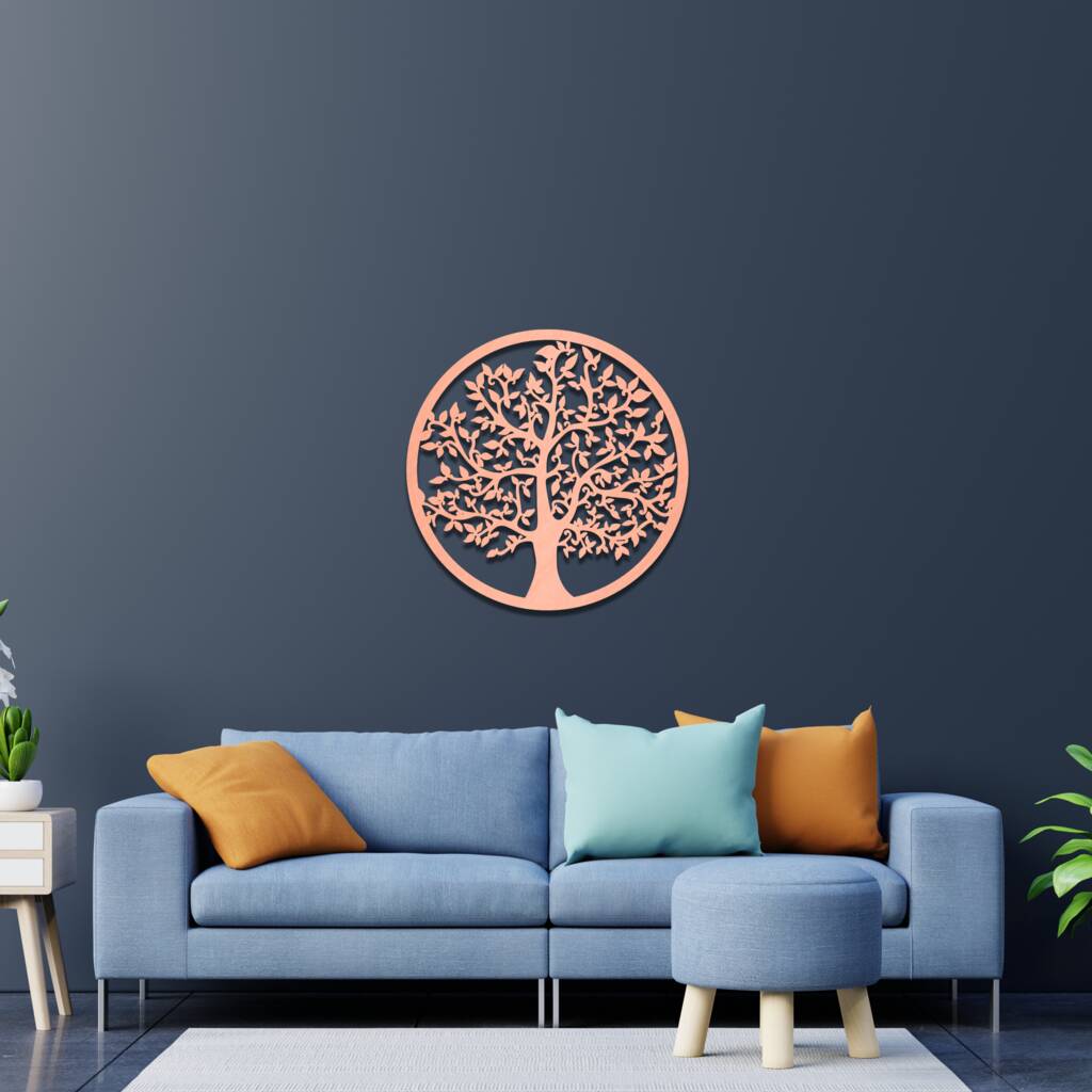 Wooden Tree Of Life Wall Art, Round Tree Wall Decor By Duke Craft ...
