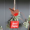 Hanging Robin Merry Christmas Sign Decoration By Red Berry Apple ...