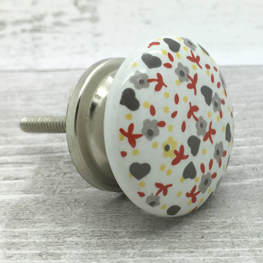 grey flowers bed ceramic door knob cupboard handle by g decor | notonthehighstreet.com