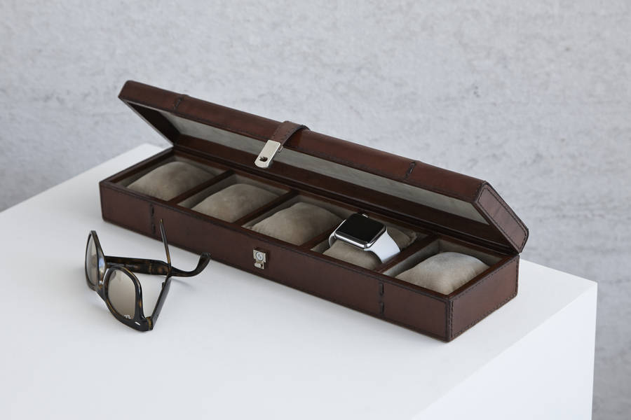 personalised leather watch box for three, five or one by life of riley ...