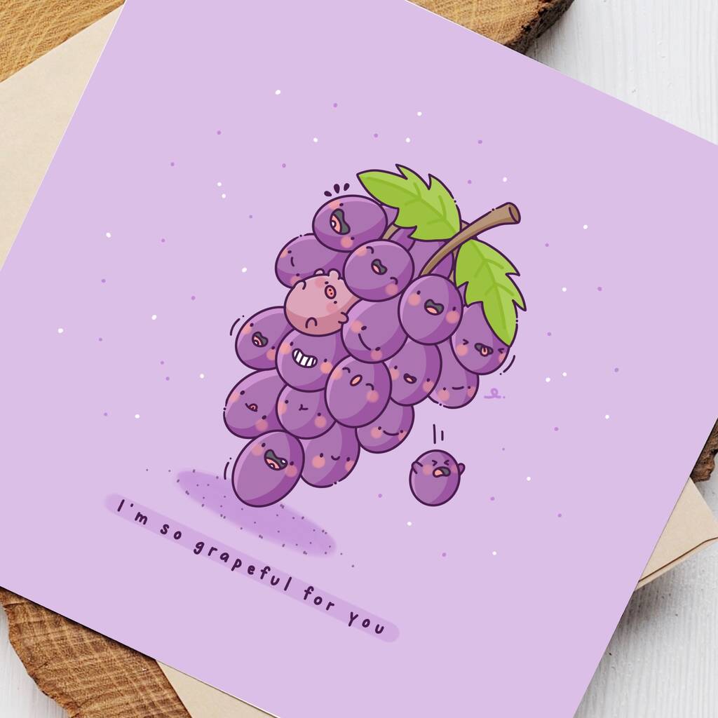 Cute Grapes Greetings Card By Toastedink