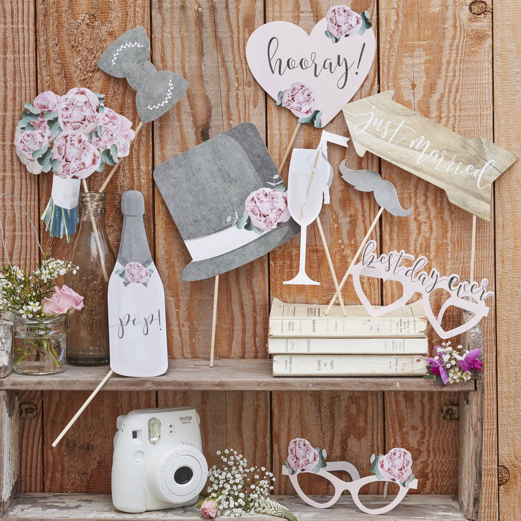 Wedding Day Photo Booth Props Pack By Ginger Ray Notonthehighstreet