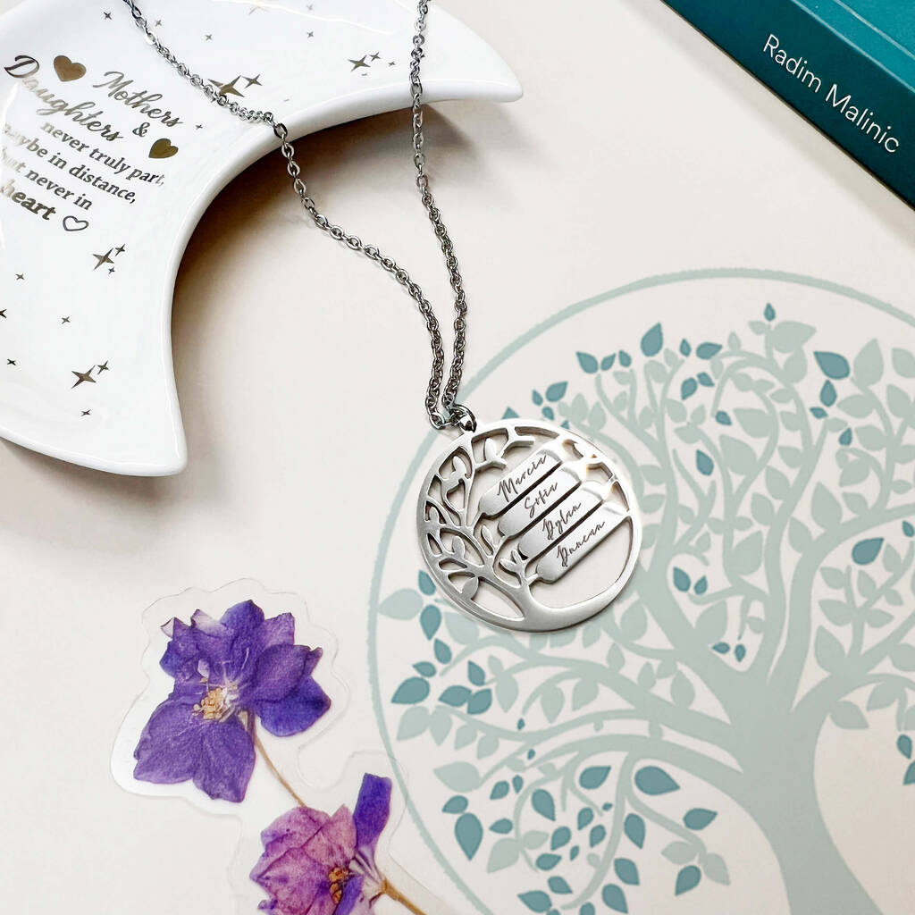 Family Tree Circle Pendant Name Necklace In A Box By Studio Hop ...