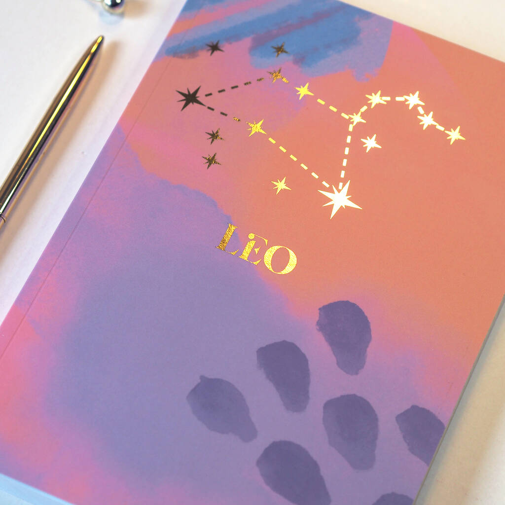 Leo Star Sign A5 Lined Luxury Notebook By Georgia B Designs ...