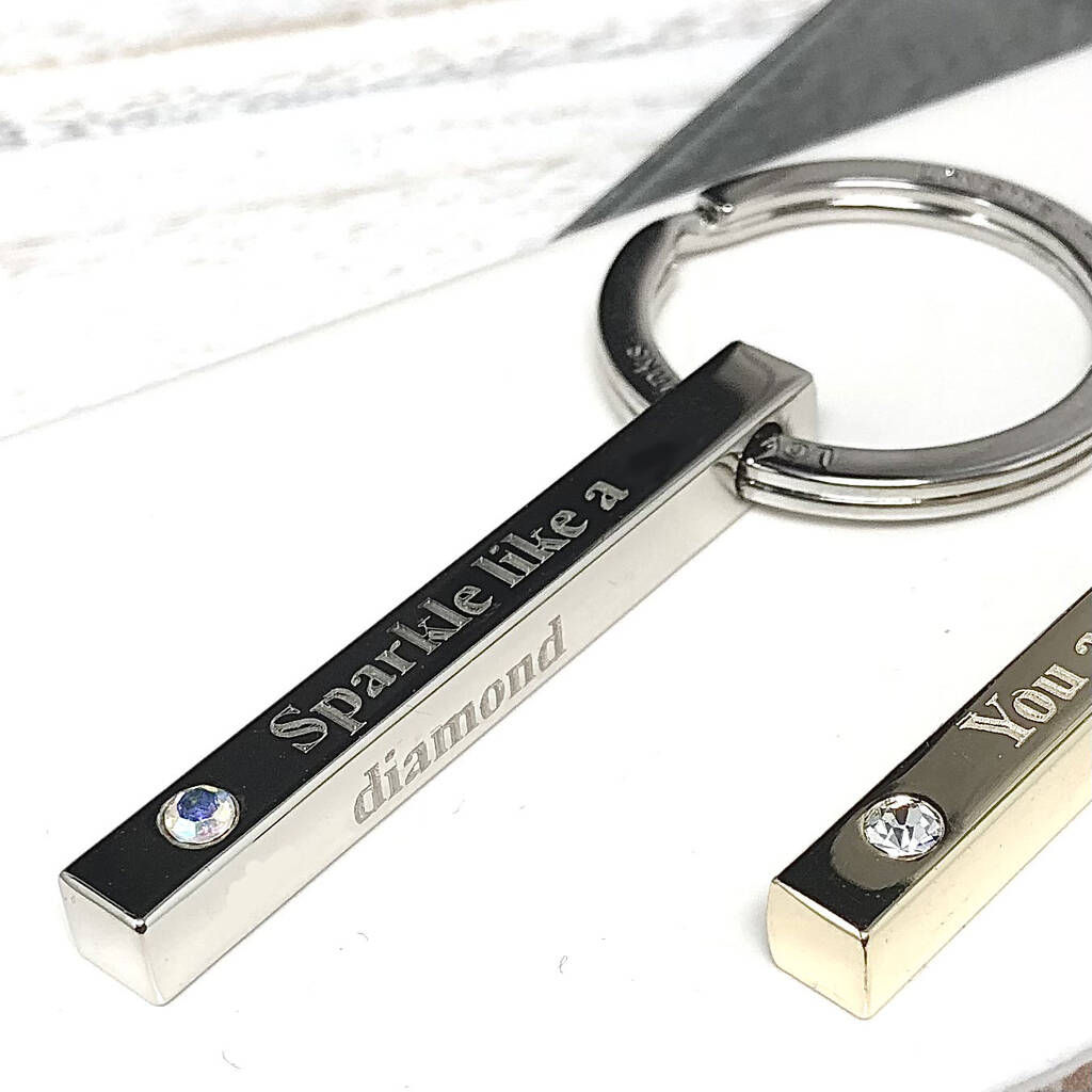 Personalised Bar Keyring With Rainbow Stone By Lovethelinks ...