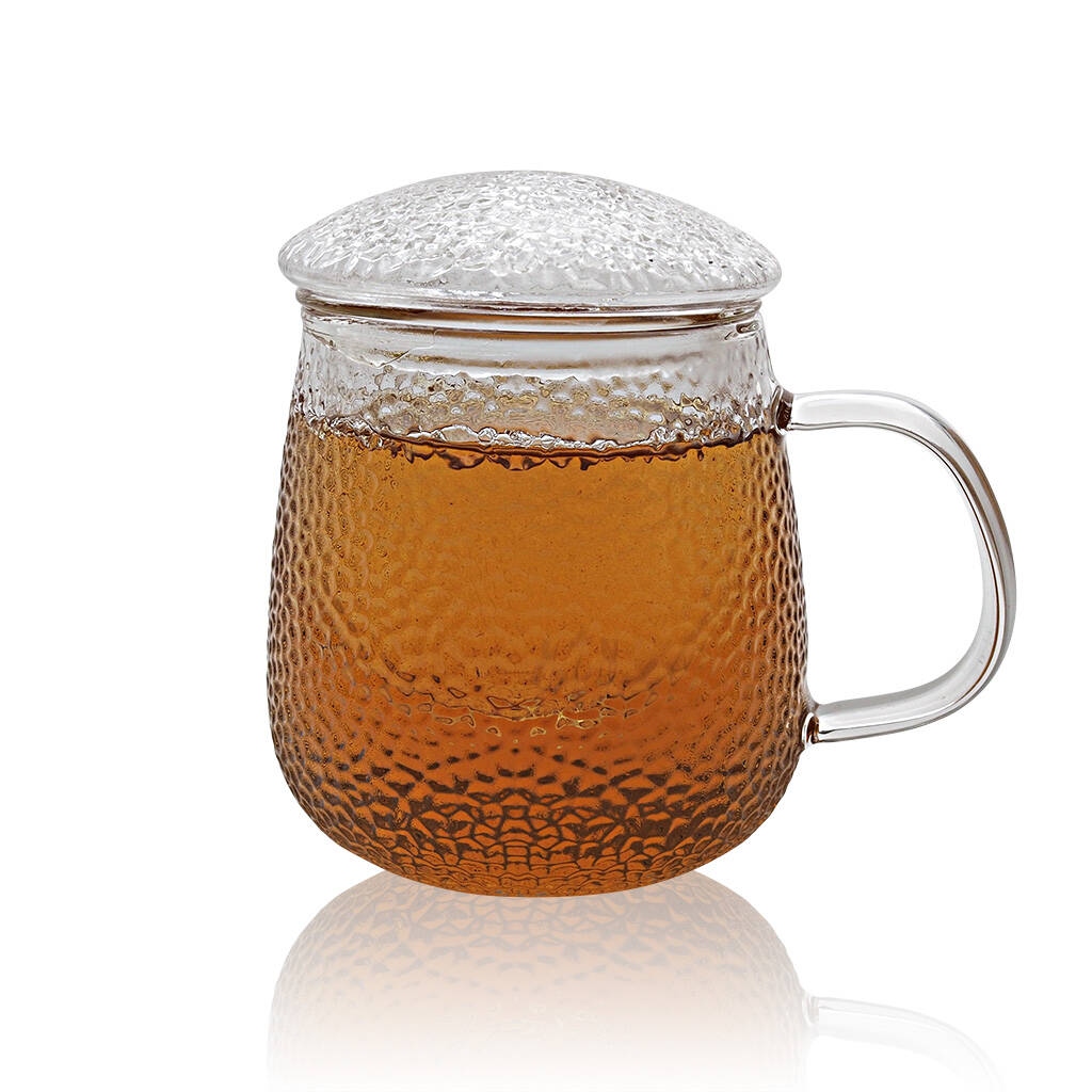 Hammered Glass Infuser Mug 400ml With Lid By The Exotic Teapot ...