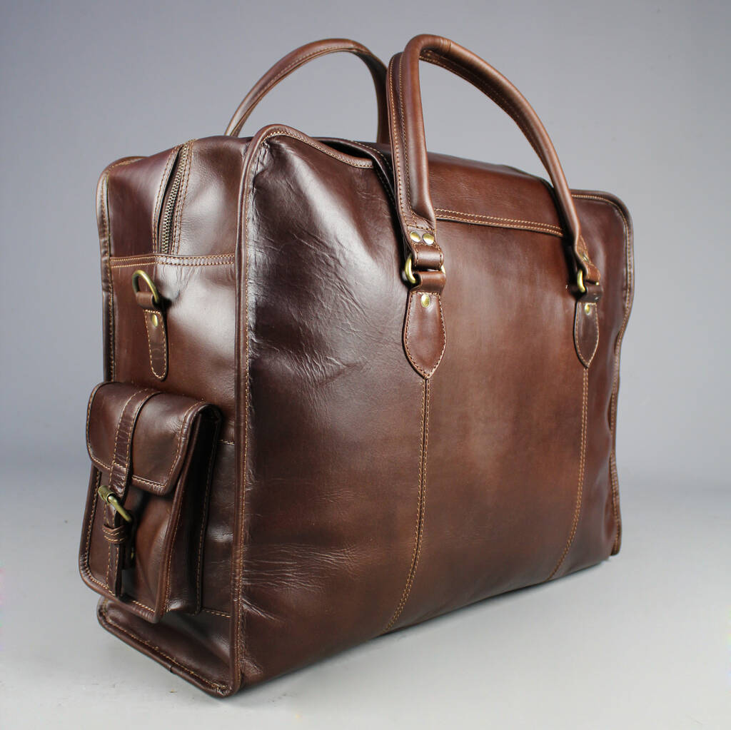 'markham' Extra Large Eco Friendly Leather Travel Bag By Vintage Child ...