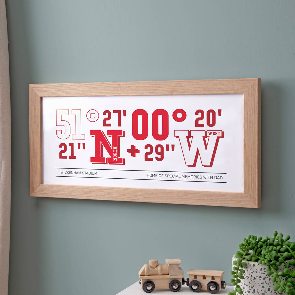 Rugby Stadium Coordinates Framed Print By No Ordinary Gift