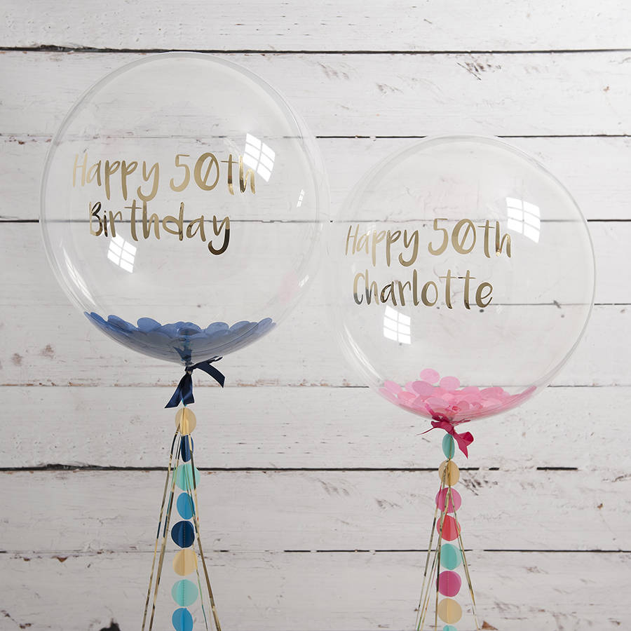personalised happy 50th confetti bubble balloon by bubblegum balloons ...