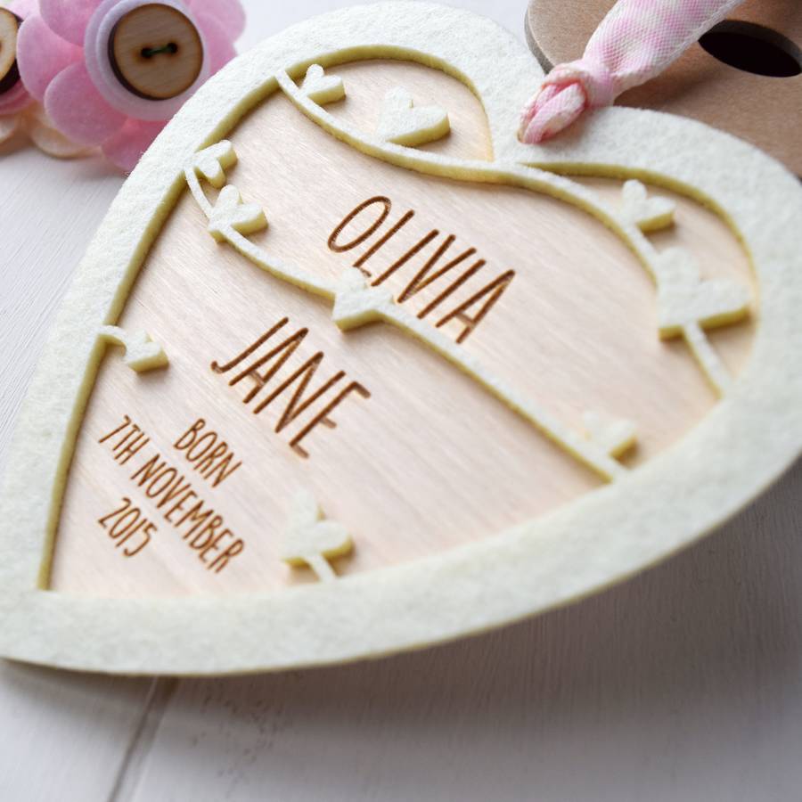 personalised new baby girl keepsake heart by just toppers ...