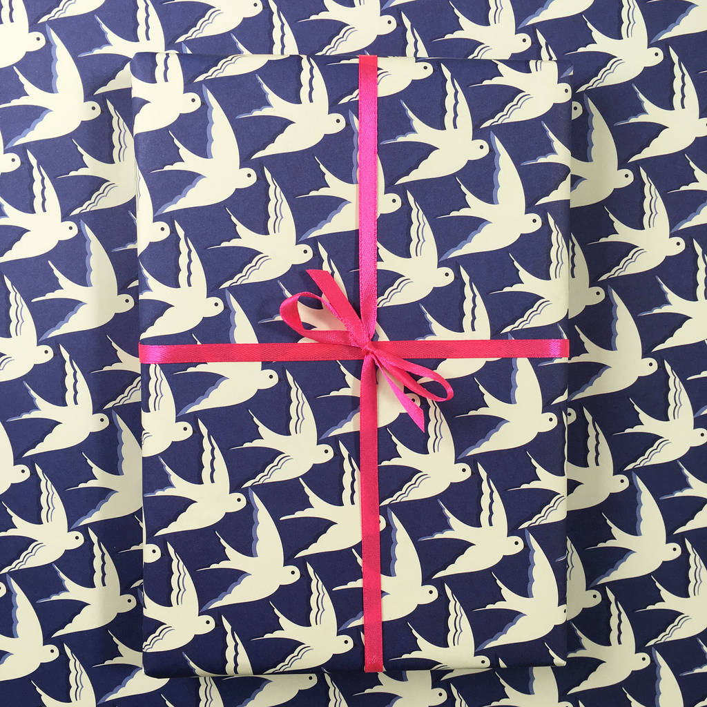 bird print wrapping paper, gift wrap collection by elvira van ...