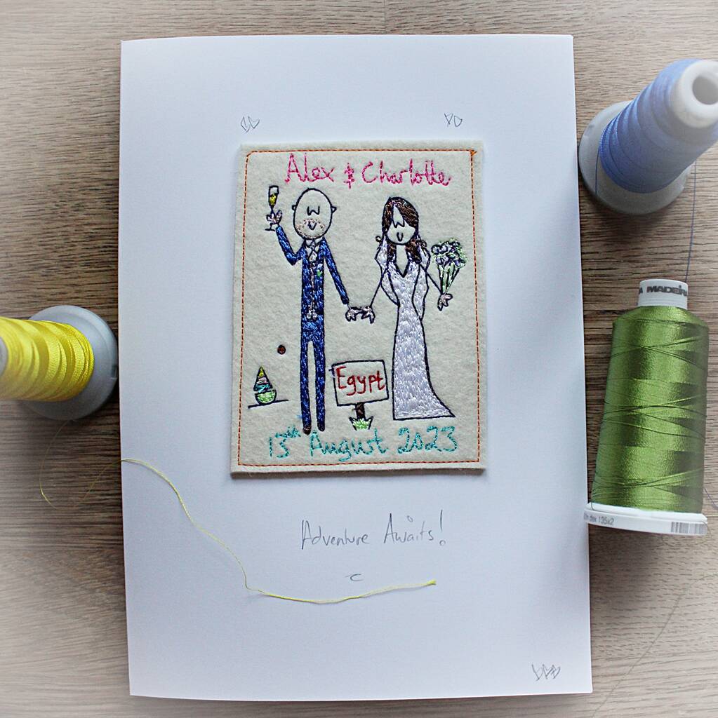 Personalised, Embroidered Wedding Card By Seabright Designs ...