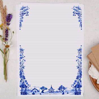 A4 Letter Writing Paper Blue Oriental Design By Making Meadows ...