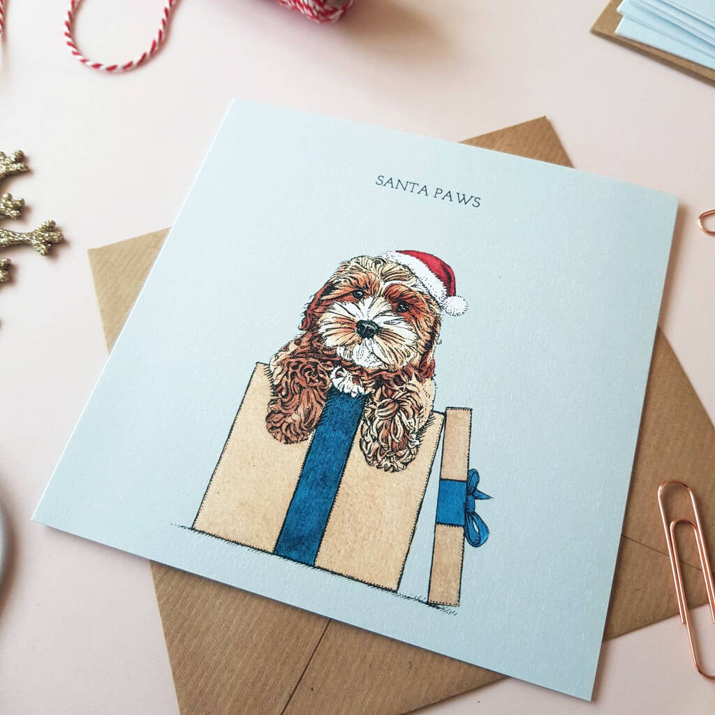 'santa Paws' Festive Cockapoo Christmas Card By Amelia Illustration ...