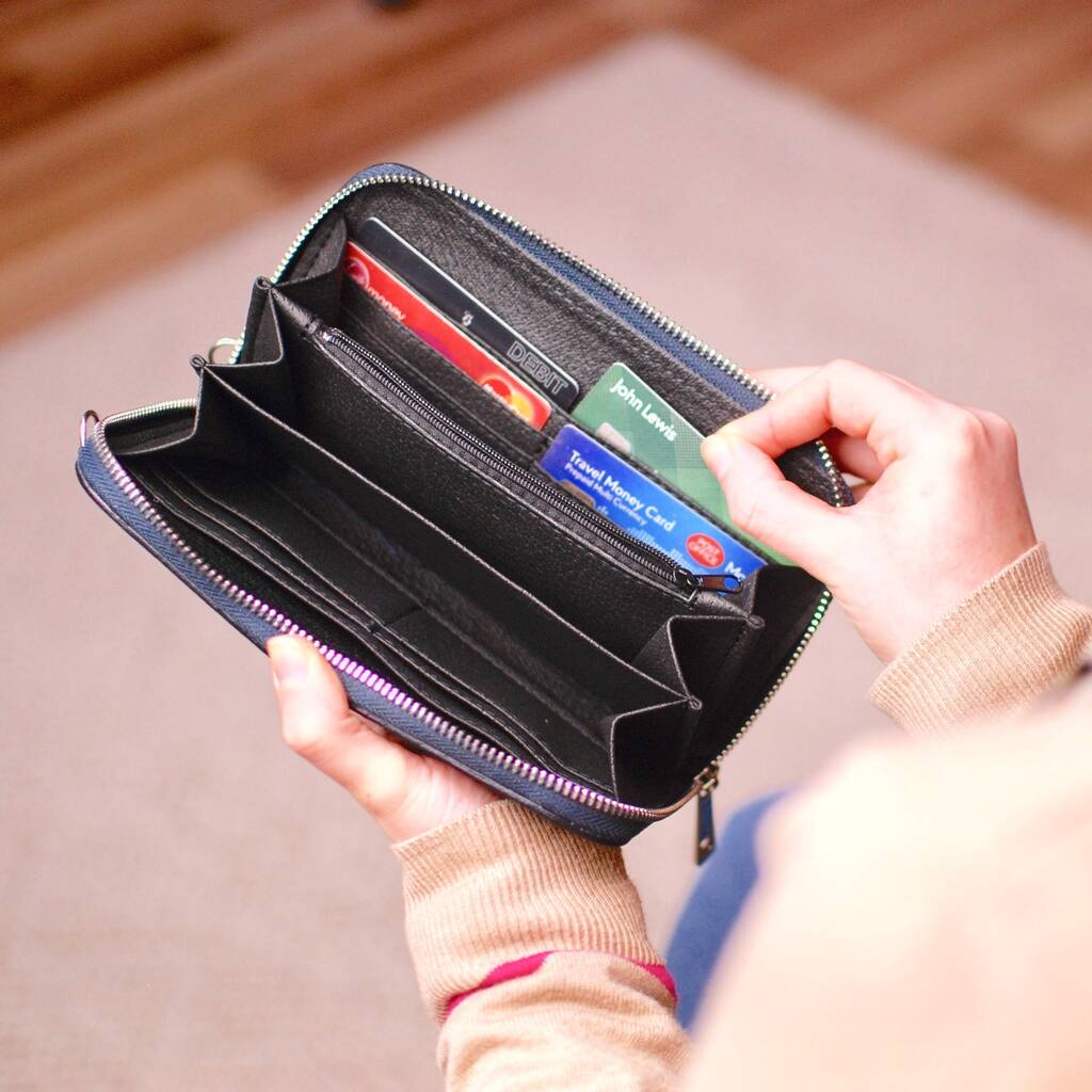 personalised leather purse with phone pocket by penelopetom ...