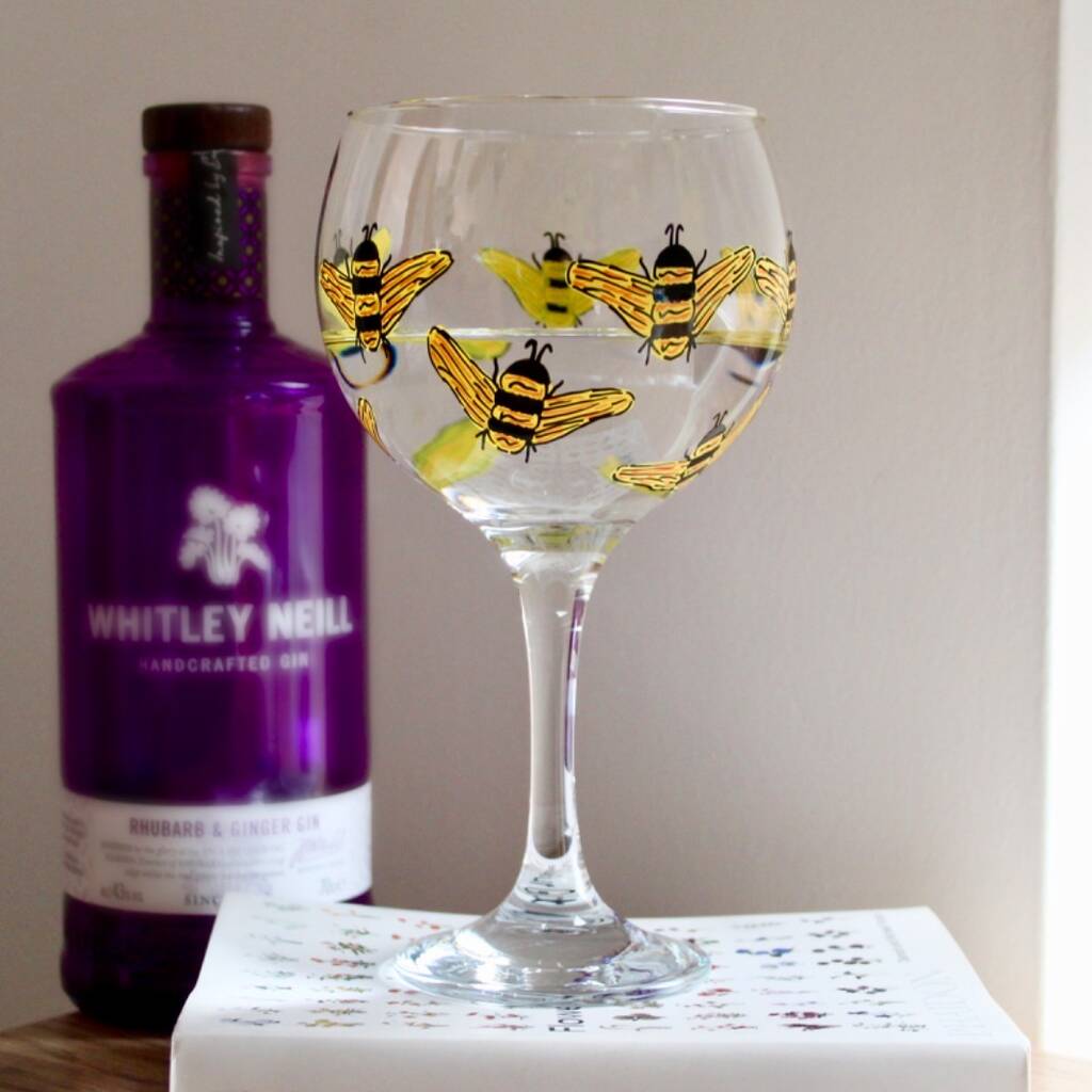 Bumblebee Hand Painted Gin Glass By Samara Ball Designs ...