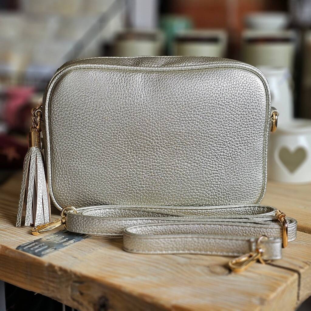 Single Zip Cross Body Bag With Tassel In Silver By Nest Gifts