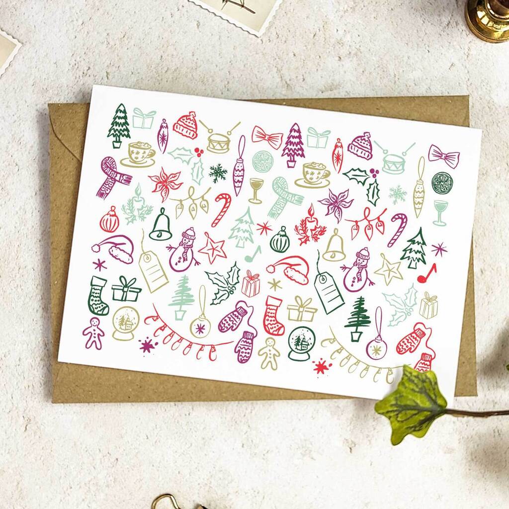 Christmas Doodles Cards And Envelopes By Paper Willow