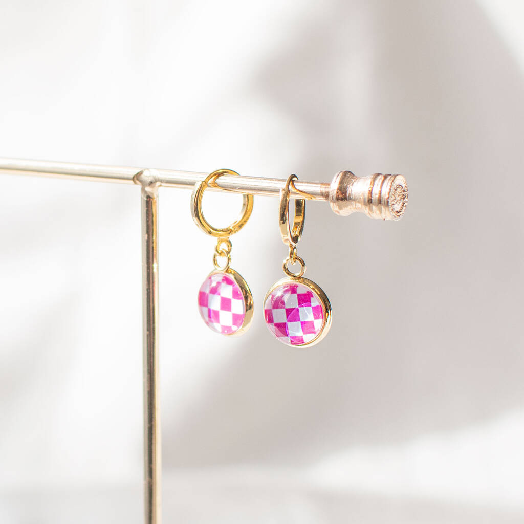 Fuchsia Checkered Huggies By Juju Treasures