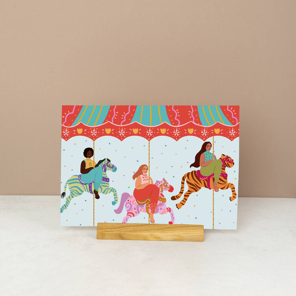 Funfair Carousel Animals A4 Wall Art Print By Flourish Paperworks