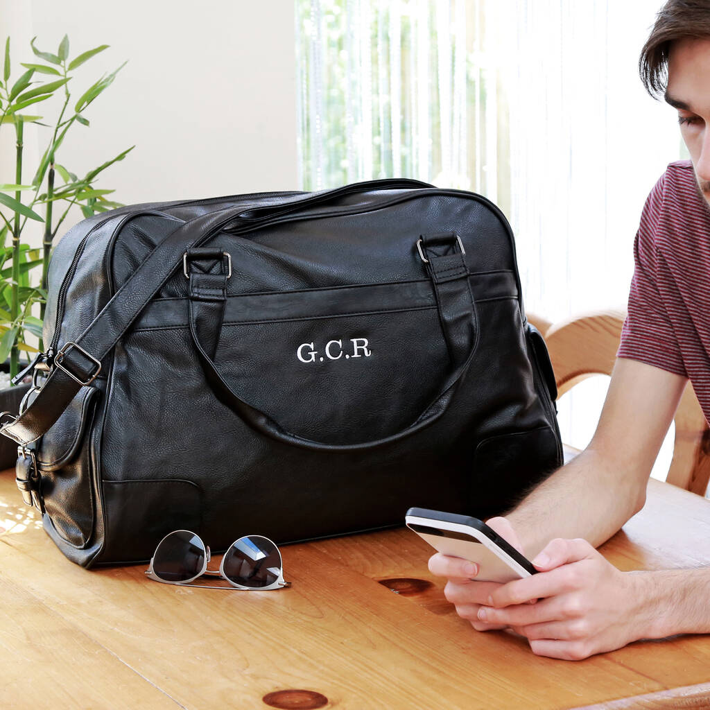Personalised Classic Weekend Leather Look Bag By Duncan Stewart ...